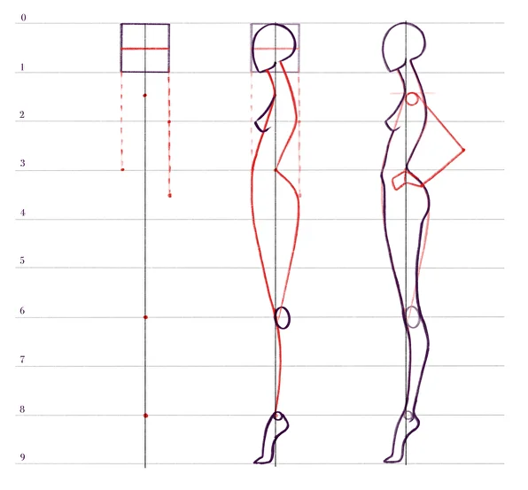 how to draw a fashion figure side view